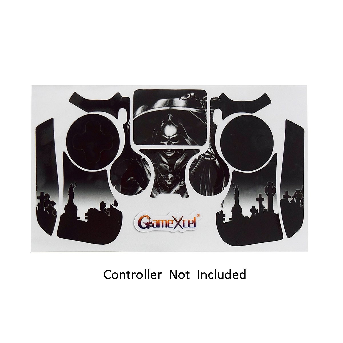 GameXcel Skins Compatible with PS4 Controller - Stickers Compatible with Playstation Dualshock 4 - Decals Cover Skin Accessories Compatible with PS4 Slim Controllers - Reaper Black