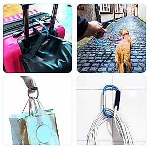 sansheng 4 Pack Large Carabiner - 5.5" D-Style Click and Carry Bag Carrier Stroller Hooks(Light Blue and Rose red)