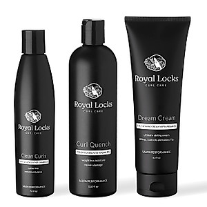 Royal Locks Wave Essentials Set | Clean Curls Shampoo, Curl Quench Conditioner, Dream Cream Curl Cream | Cleanses, Conditions, and Enhances Volume + Tames Frizz (7.5 fl oz, 12 fl oz, 8.5 fl oz)