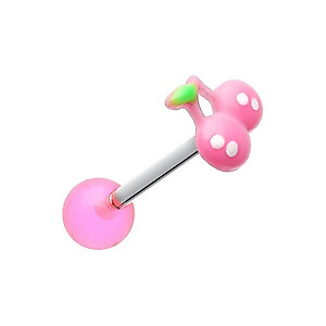 Adorable Cherry Acrylic Top Barbell WildKlass Tongue Ring
