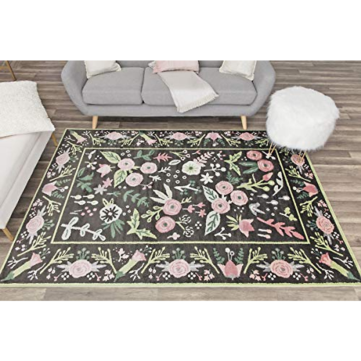Rugs America Onyx & Pink Gardenias Transitional Rug Gardenia Pink Onyx VA30A 8'0"X10'0" Area Rug