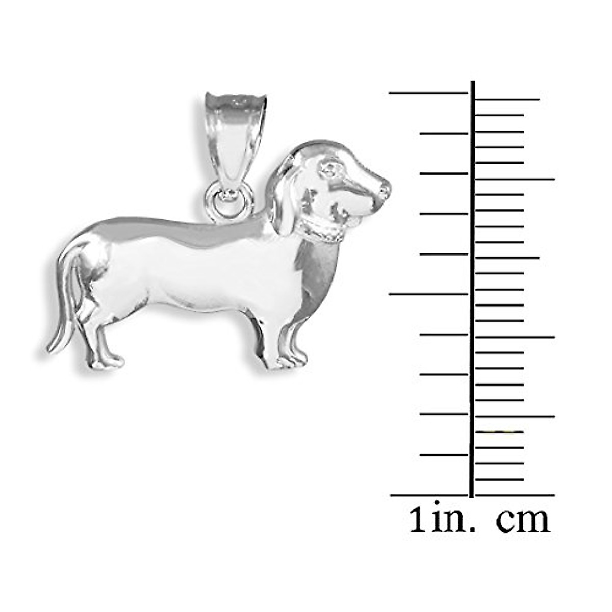 Polished 925 Sterling Silver Weiner Dog Charm Dachshund Pendant
