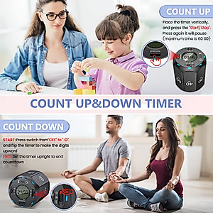 Pomodoro Timer, Digital Cube Timer for Cooking, Productivity Magnetic Countdown Timer, Visual Flip Focus Timer Silent & Alarm Gravity Timer for Study, Cooking, Workout, Office