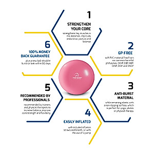 ProBody Pilates Ball Small Exercise Ball w/Pump, 9 Inch Barre Ball, Mini Soft Yoga Ball, Workout Ball for Stability, Barre, Ab, Core, and Physical Therapy Ball at Home Gym & Office (Pink)