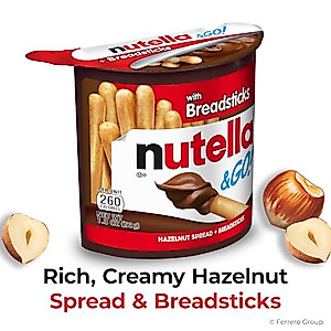 Nutella & GO! Bulk 12 Pack, Hazelnut and Cocoa Spread with Breadsticks, Snack Cups, 1.8 oz Each