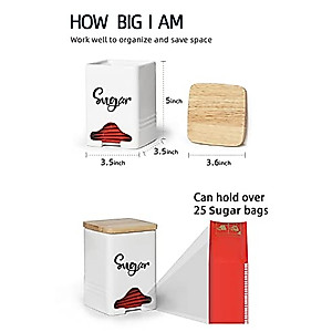 QUXIJA Ceramic Sugar Packet Holder, Farmhouse Tea Bag Storage Organizer Caddy Holder with Lid