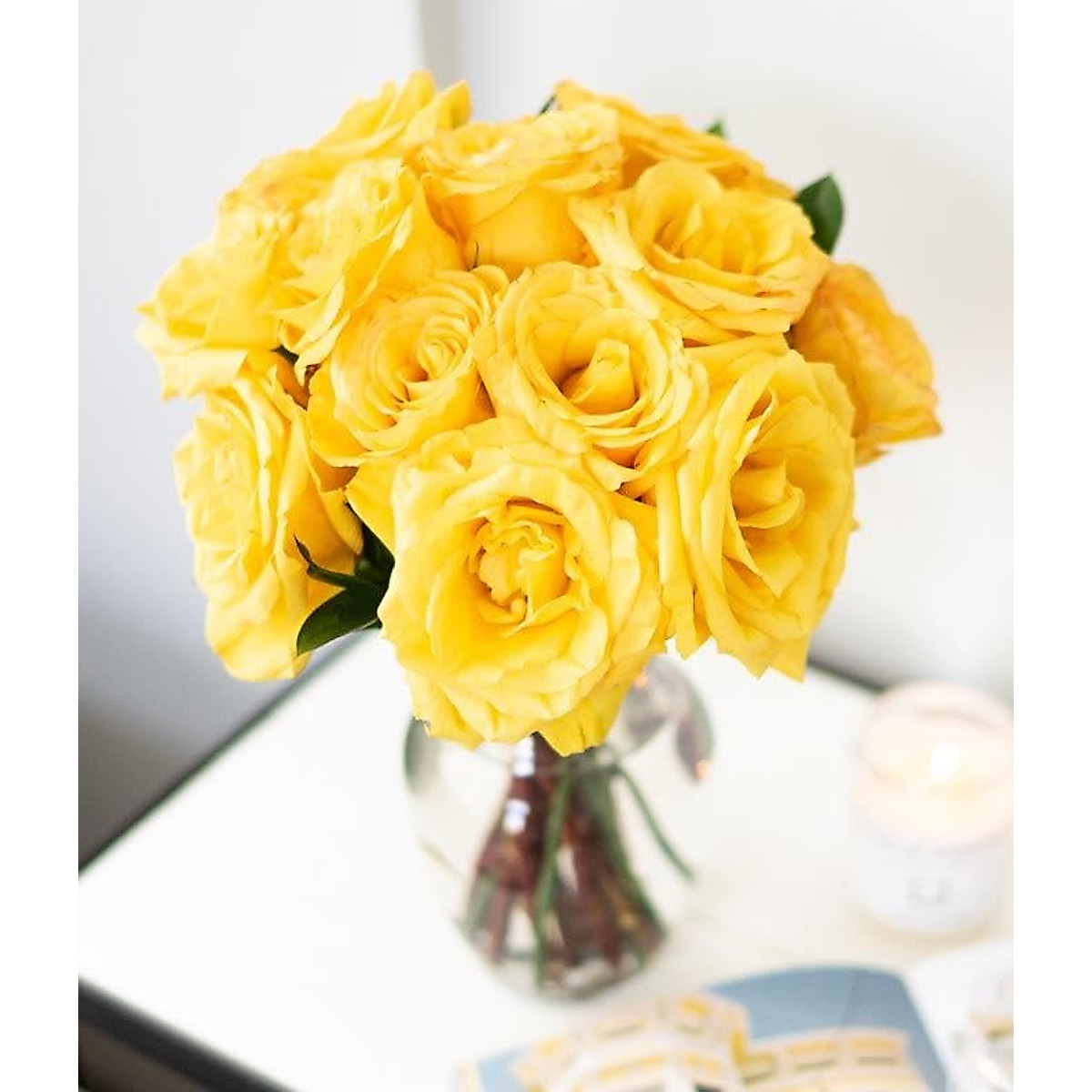 DELIVERY BY FRIDAY, 8/2 GUARANTEED IF ORDER PLACED BY 8/1 BEFORE 2PM EST From You Flowers - One Dozen Yellow Roses with Glass Vase (Fresh Flowers) Birthday, Anniversary, Get Well, Sympathy,
