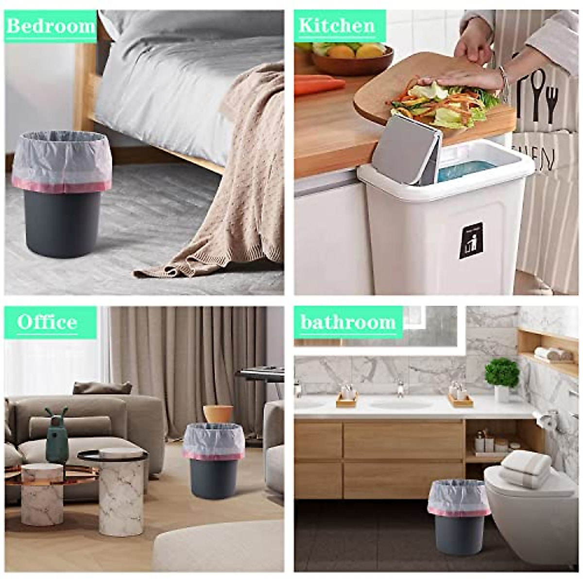 75 Count Small Trash Bags/4 Gallon Drawstring Trash Bags Extra Thick Drawstring Garbage Bags Wastebasket Bin Liners Plastic Trash Bags for Bathroom, Bedroom, Office, Car, Kitchen, Home -White