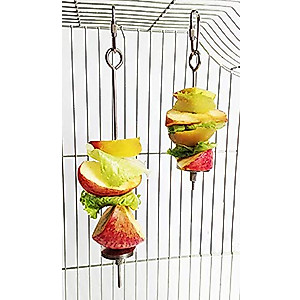 Bird Food Holder,Bird Feeders,Pure Stainless Steel Parrot Fruit Vegetable Stick Holder,Bird Treat Skewer.Holder Vegetable Skewer Food Feed Treating Tool for Parrots(2 Sizes) (Small — 4.7 in (12 cm))