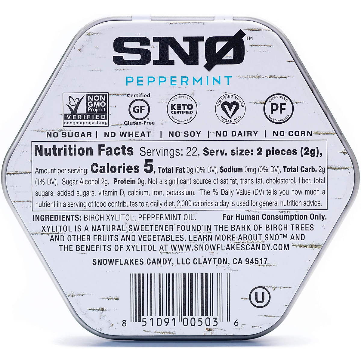 Mint Assortment KETO Xylitol Candy Chips (3-Pack) - SNØ 1.5oz Tin - Sugar-Free Candy With Only 2 Ingredients | Low Carbs, Diabetic-Friendly, Non-GMO, Vegan, GF & Kosher | Purest candy in the world!