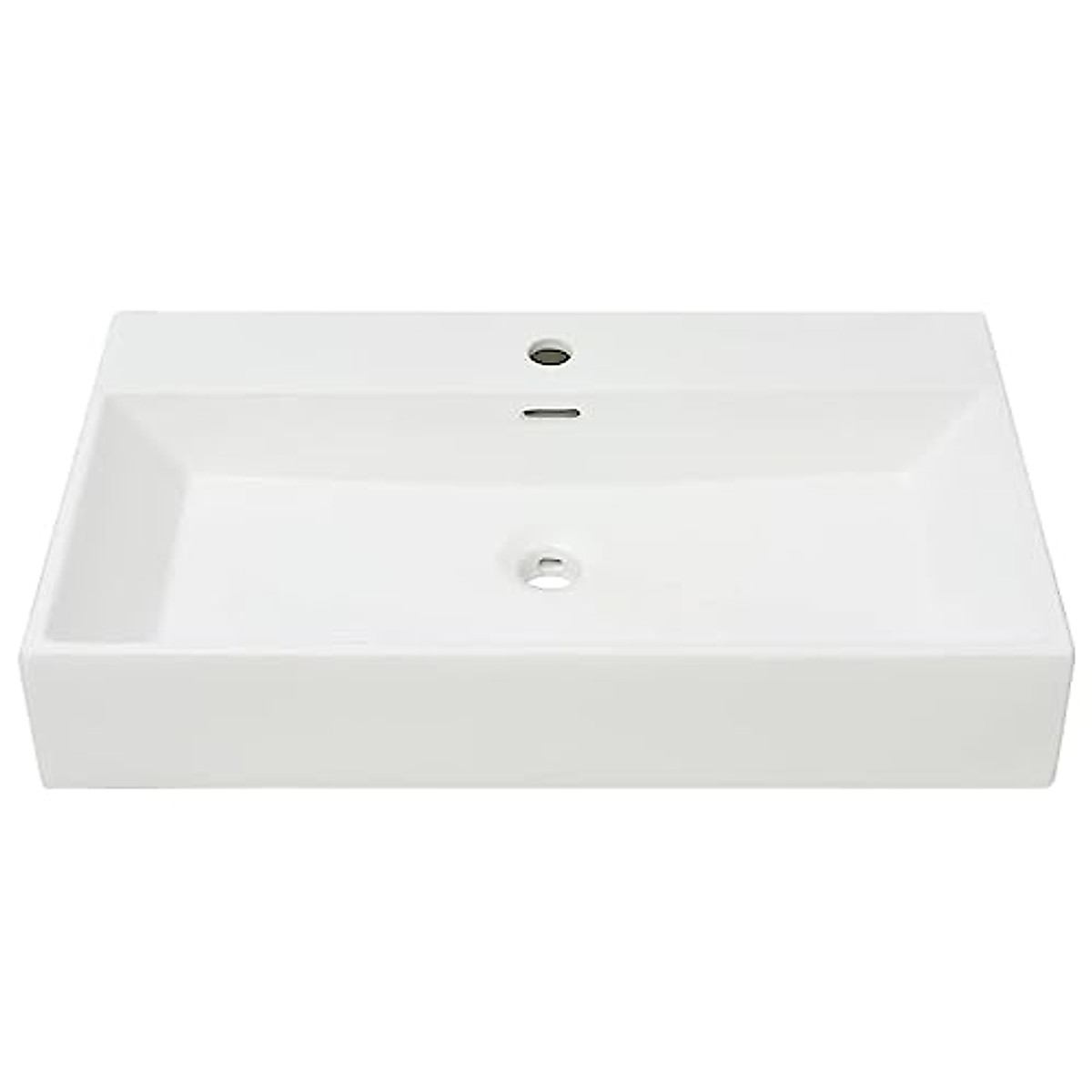Basin with Faucet Hole Ceramic White 30"x16.7"x5.7",Modern Ceramic Basin: Artistic and Elegant for Bathroom and Powder Room Bath Fixtures，Bathroom Sinks