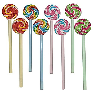 Maydahui 12PCS Lollipops Pen Rainbow Swirl Spinning Shaped Rollerball Pens Black Gel Ink Multicolor Candy Design for Students Students Girls Valentine's Day