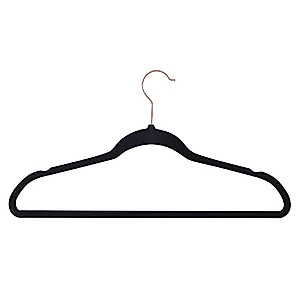 Premium 60 Velvet Hangers with Rose Gold Hook Durable & Slim Non-Slip Velvet Hangers - 360 Degree rotatable Hook Space Saving Ultra Thin Velvet Hangers for Coats, Pants, Suit, Jacket (Black, 60)