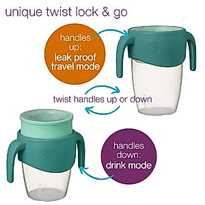 b.box NEW 360 Cup (8.5oz) | Toddler Sippy Cup & Trainer Cup with Silicone Drinking Rim | Spill Proof Locking Mechanism for On the Go | Dishwasher Safe | Babies 6m+ to Toddlers (Emerald Forest)