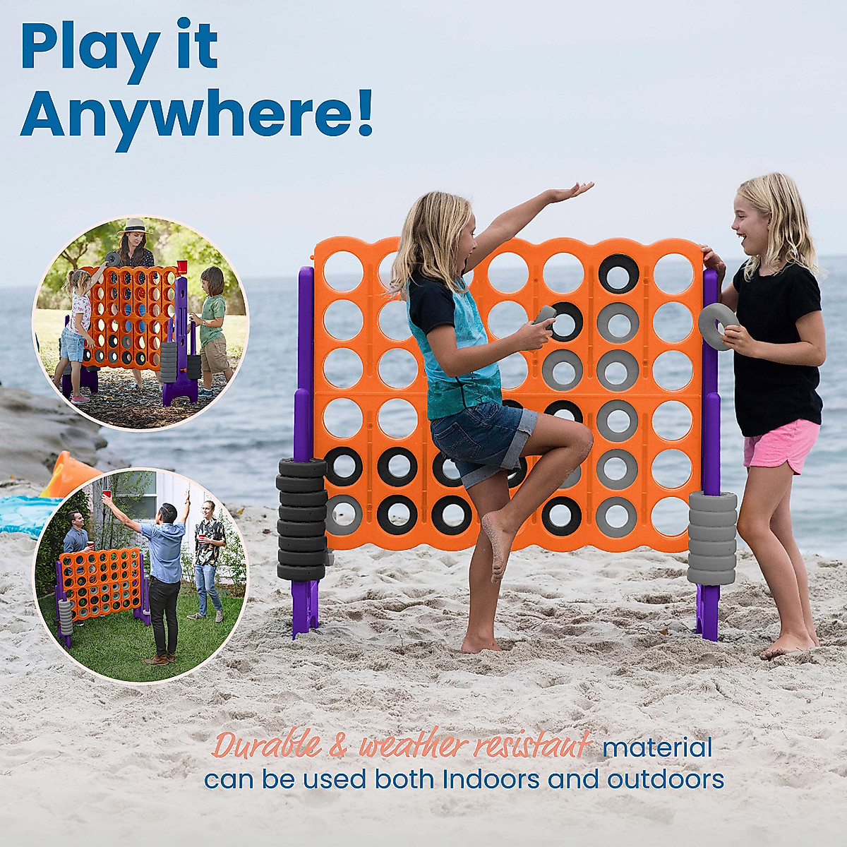 ECR4Kids Jumbo 4-To-Score, Giant Game, Orange, Purple