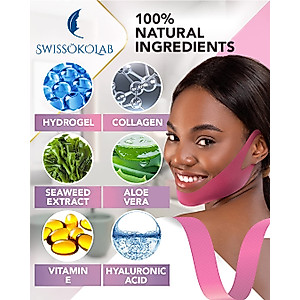 SWISSÖKOLAB V shape lifting up Face Mask Chin Up Patch Double Chin Reducer Chin Contour Tightening Firming Face Lift Tape Mask V-Line Neck Lifting Patches V Shaped Slimming Face Mask 5 pcs