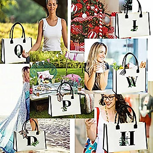 SANCABA 20th 30th 40th 50th Gfits Tote Bag Initial Monogrammed Bag,Personalized Beach Bag Reusable Bags,Wedding Bride Bridemaids