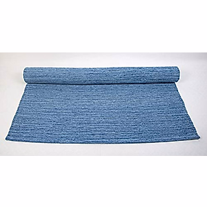 Handmade Organic Cotton Yoga Mat by Live Well 360 - Natural Yoga Mat - Exercise, Workout, & Fitness Rug Made of 100% Cotton - Woven Material - Hand-Crafted, Absorbent & Washable - 78" x 27" (Blue)