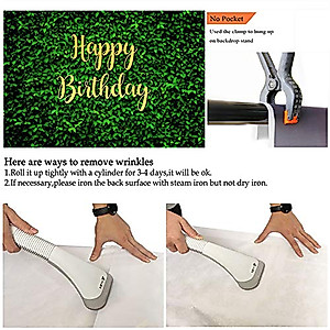Avezano Green Leaves Happy Birthday Backdrop for Jungle Safari Birthday Party Decorations Banner Nature Green Grass Wall Birthday Party Photoshoot Photobooth Photography Background(7x5ft)