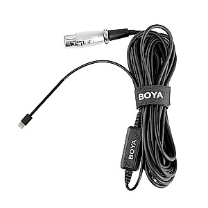 Boya by-BCA7 XLR to Lightning Microphone Cable with Integrated pre-Amplifier to Connect XLR Dynamic Microphones to Apple iPhone and iPad