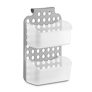 DecorRack Adjustable Hanging Storage, 2 Bins Over Shower Door Organizer, Bathroom Storage With Removable Baskets For Space Saving, BPA Free