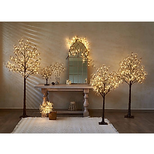 Hairui Lighted Gypsophila Tree 4FT 90 LED Artificial Baby Breath Flowers with Lights for Wedding Party Winter Christmas Holiday Decoration