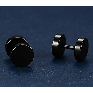 Xusamss Punk Body Piercing Titanium Steel Round Barbell Stud Earrings