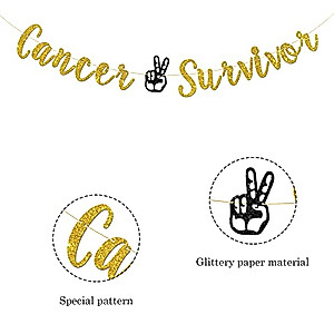 Talorine Cancer Survivor Banner, Adventure Awaits Party, Cancer Theme, Cancer Free Party Decorations (Gold Glitter)
