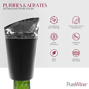 PureWine Phoenix Wine Bottle Filter & Aerator, Reusable Wine Dispenser to Pour Filter Histamine & Sulfites, Aerates & Restores Taste - Noir Starter Kit