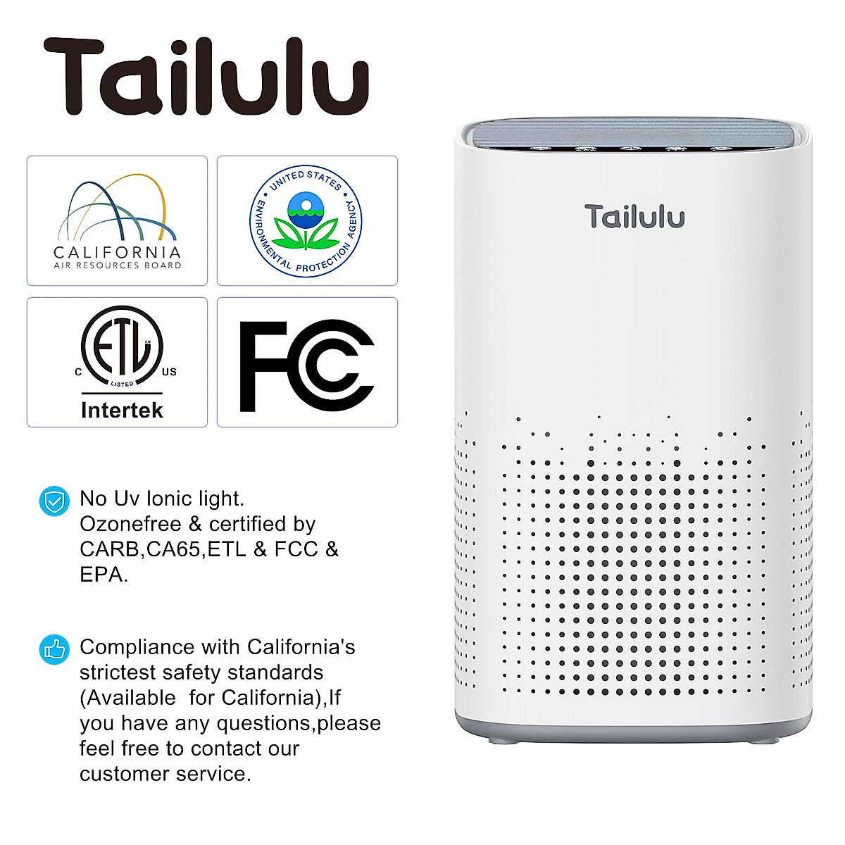 Air Purifiers for Home Large Room up to 1500ft²,Tailulu H13 True HEPA Air Cleaner with 360°Air Inlet, 15dB Air Purifier for Bedroom with Sleep Mode,Speed Control,Timer, for Odor Dust Smoke (white)