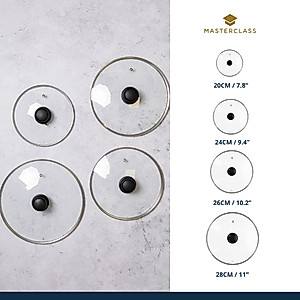 KitchenCraft MCGLLID20 MasterClass Glass Saucepan Lid Designed to Fit All 20 cm Saucepans and Frying Pans, 20 cm (8 Inch)
