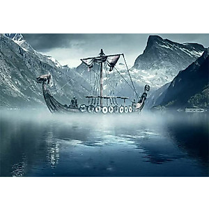CINORD Landscape Cold North Sea Viking Long Ship Canvas Painting On The Wall Art Posters Bedroom Home Decor Living Room Prints (Framed,60x90cm)