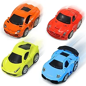 Kidzlane Diecast Metal Pullback Cars | Friction-Powered Toy Cars for Kids | 4 Pack Mini Car Set | Ages 3 and Older! Toddler Toys | Die Cast Metal Toy Cars