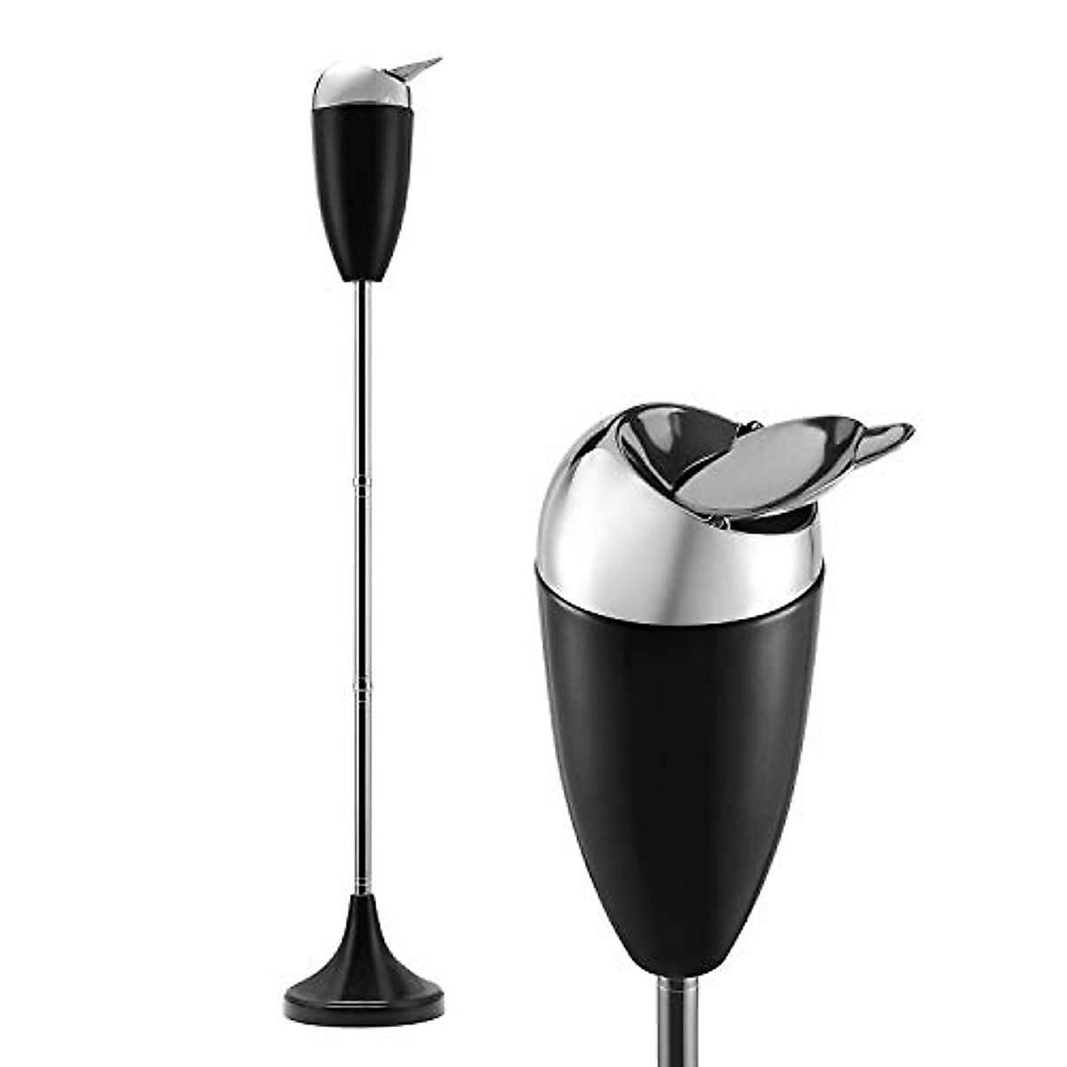 Anfrere Tall Outdoor Standing Ashtray with Lid, Black Adjustable Stand Ash Butt Holder for Home Patio, Outside Windproof Cigar Ash Tray Cigarette Butt Disposal Receptacle in 20", 27.5", 35" Heights