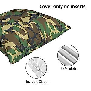 WURTON Green Military Camo Print Throw Pillow Covers, Soft Square Cushion Case,for Sofa, Couch,Bed Chair-18 X 18 Inch