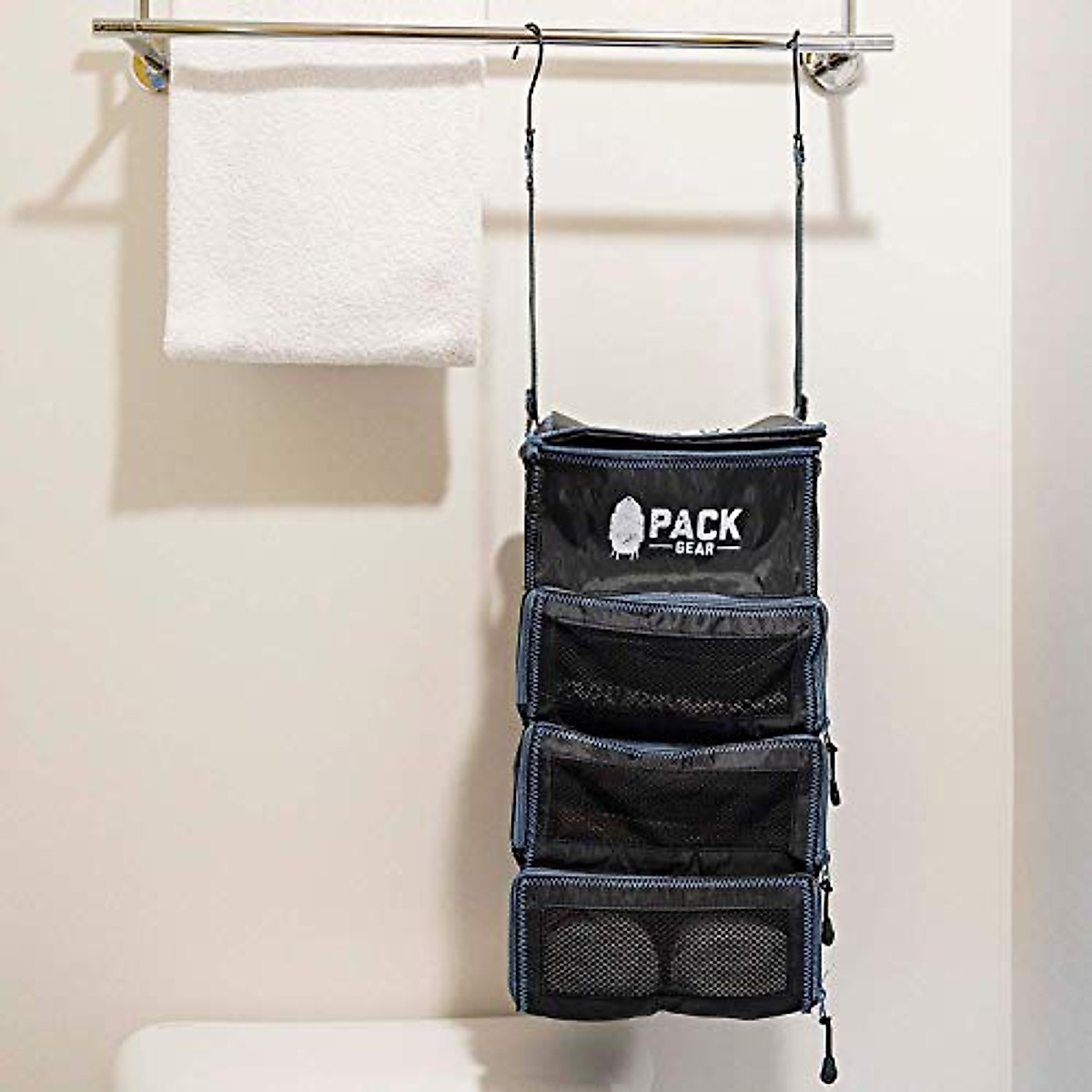 Pack Gear Suitcase Organizer | Pack More in your Large or Carry On Luggage | Unpack Instantly with these Compression Packing Cubes for Suitcases | Hanging Shelf Organizer for Closet (Black) (Carry-On)