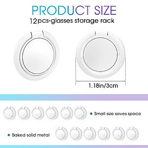 Hariendny 12 Pack Sunglasses Organizer Wall Mounted Sunglasses Holder Wall Hanging Glasses Organizer Eyeglass Holder (White)