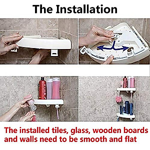 TAUFAOD New Triple Corner Shelf,Storage Holder,Bathroom Snap Up Corner Shelf Rack Triangle Grip Wall Mount Holder for Kitchen Toilet Strong Suction Wall Mount Shelf Storage Basket (No Drilling)