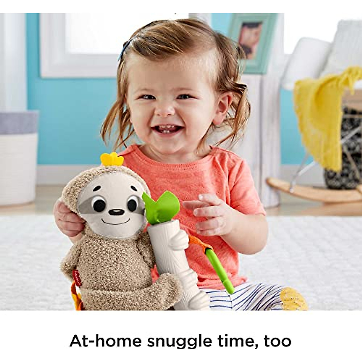 Fisher-Price Baby Toy Slow Much Fun Stroller Sloth With Motion & Sensory Details For Newborn Take-Along Play