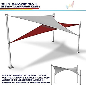 Windscreen4less Terylene Waterproof Sun Shade Sail UV Blocker Triangle Sunshade Patio Canopy Sail 12' x 12' x 12' in Color Light Grey 260GSM