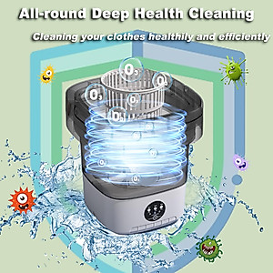 Portable Washing Machine,15L Foldable Mini Washer with Basket Spin,Compact Washer and Dryer with 3 Cleaning Modes for Underwear (Green)