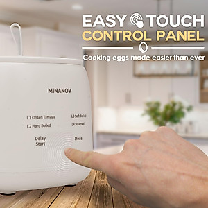 MINANOV Egg Maker - Electric Egg Cooker With Auto Shut Off And Alarm- Egg Maker Machine for Hard Boiled, Soft Boiled, Steamed Egg, Onsen Tamago - Smart Egg Cooker for Home,Kitchen, RV,Camping