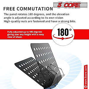 5 Core Sheet Music Stand -Dual Use Professional Portable Music Stand, Metal Desktop Tripod Music Book Stand & Orchestral Sheet Stand, Folding Adjustable Sturdy Heavy Duty for Performance & Band
