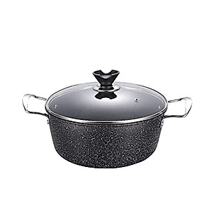 ROLTIN Cookware Set Black Pan with Lid Cutlery Collection Cookware Cutlery Cookware Nonstick Kitchen Supplies (Color : Black, Size : See Description) (Black See descripti