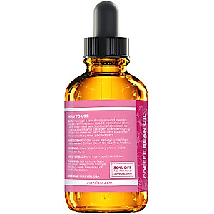 Leven Rose Coffee Bean Oil 1 oz - 100% Natural Cold Pressed Oil - Unrefined Coffee Oil for Skin and Hair