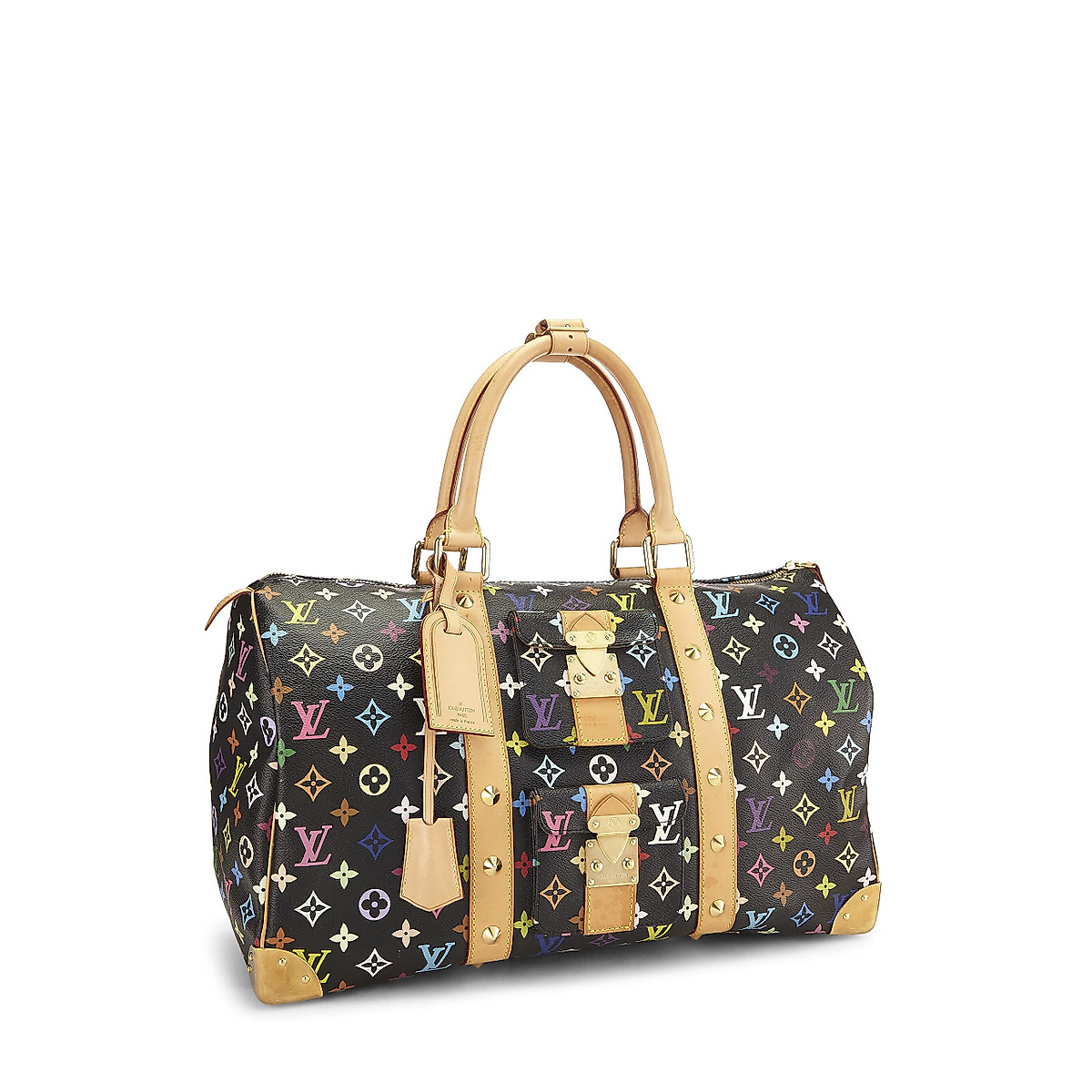 Louis Vuitton, Pre-Loved Takashi Murakami x Louis Vuitton Black Monogram Multicolore Keepall 45, Black