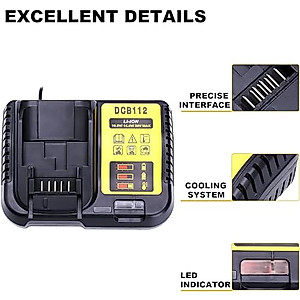 DCB112 Replacement Battery Charger for 20V Charger DCB101 DCB105 DCB115 DCB107,Compatible with 12V&20V/60V MAX Lithium-Ion Batteries DCB206 DCB204 DCB230 DCB240 DCB120 DCB126 DCB612 DCB609 DCB606