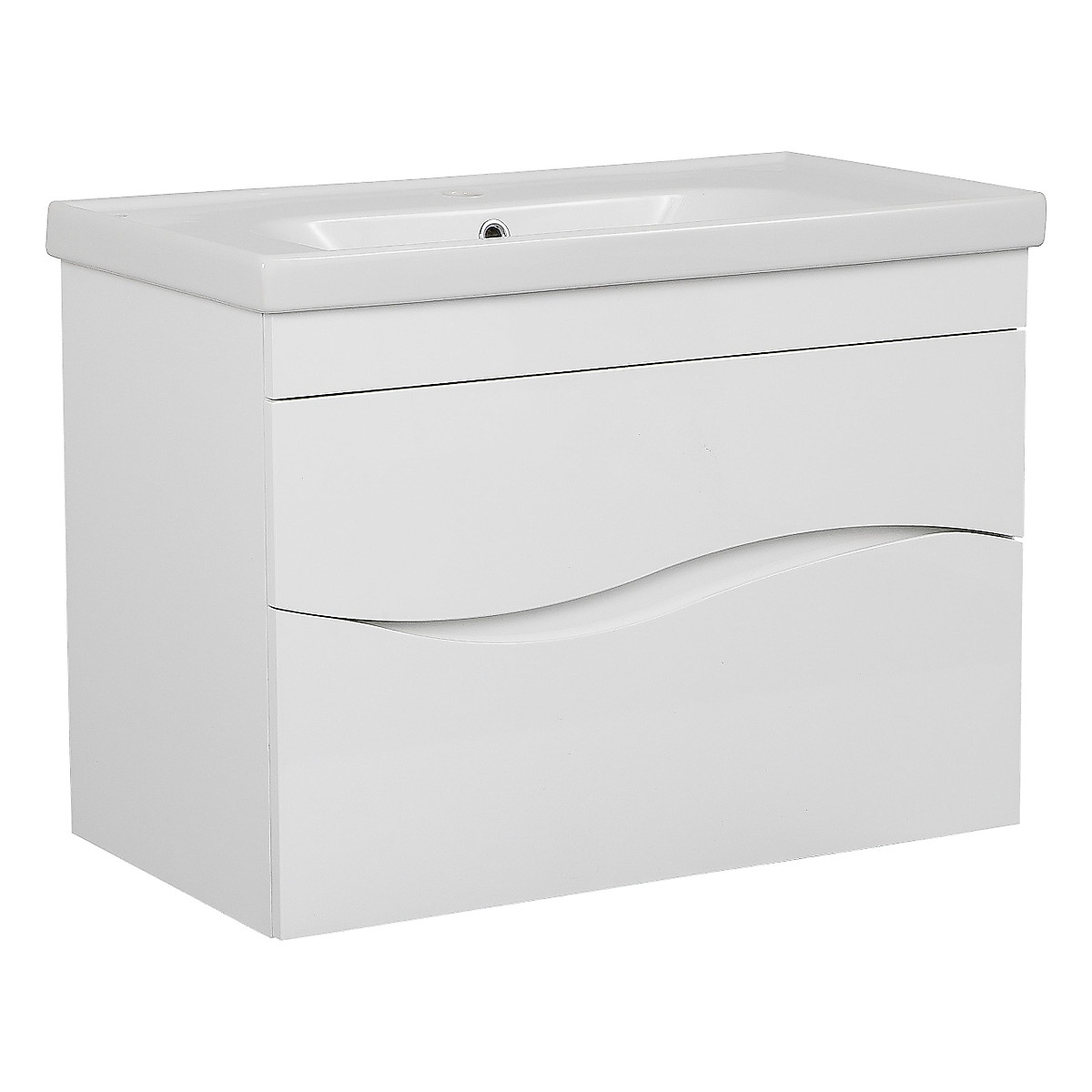Bath Oasis Sample of Cabinet Finish | Modern Wall-Mounted Bathroom Vanity with Washbasin | Wave White High Gloss Collection | Non-Toxic Fire-Resistant MDF-Omega Collection 32"