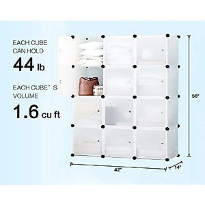 KOUSI Portable Storage Cubes-14 x14 Cube (24 Cubes)-More Stable (add Metal Panel) Cube Shelves with Doors, Modular Bookshelf Units，Clothes Storage Shelves，Room Organizer for Cubby Cube