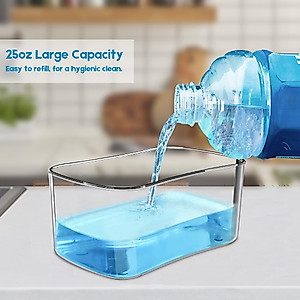 HOMEXCEL Dish Soap Dispenser with 24 Scrub Sponges for Kitchen Sink, 2 in-1 Premium Soap Dispenser with Sponge Holder, 24 Cleaning Sponges with Dishwashing Soap Pump Dispenser for Kitchen Countertop